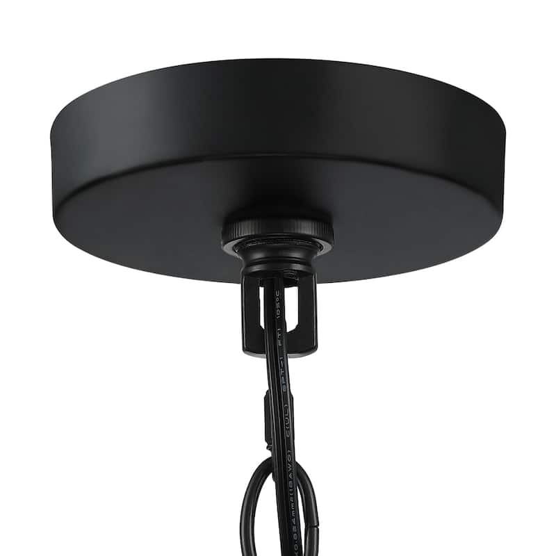 Martina 5-Light Black Chandelier Light with White Double Drum Shade ...